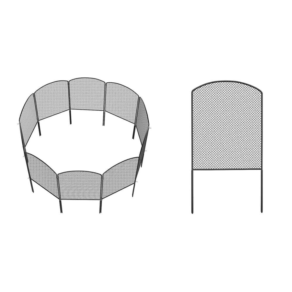 Justincity 24 in. Black Metal Wire Garden Fence Mesh Decorative Panels ...