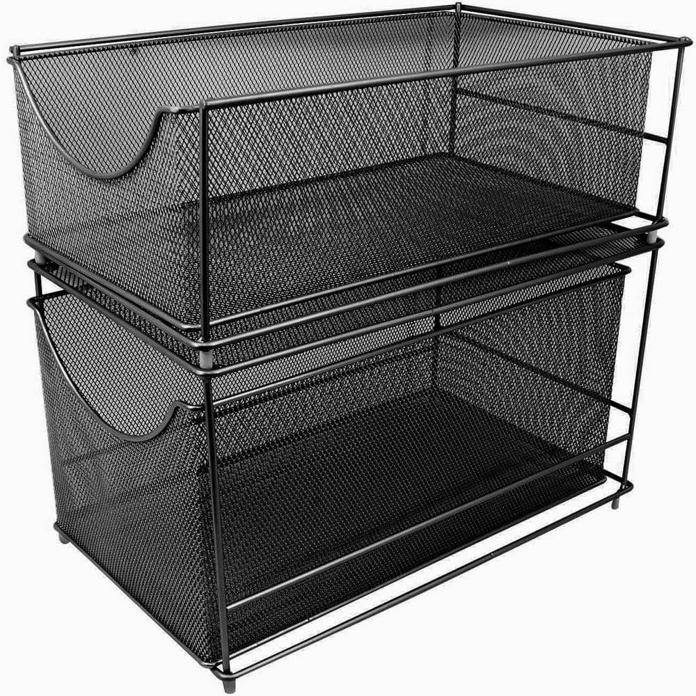 Reviews for Sorbus 2 Piece Storage Organizer Black Metal Mesh Pull-Out ...