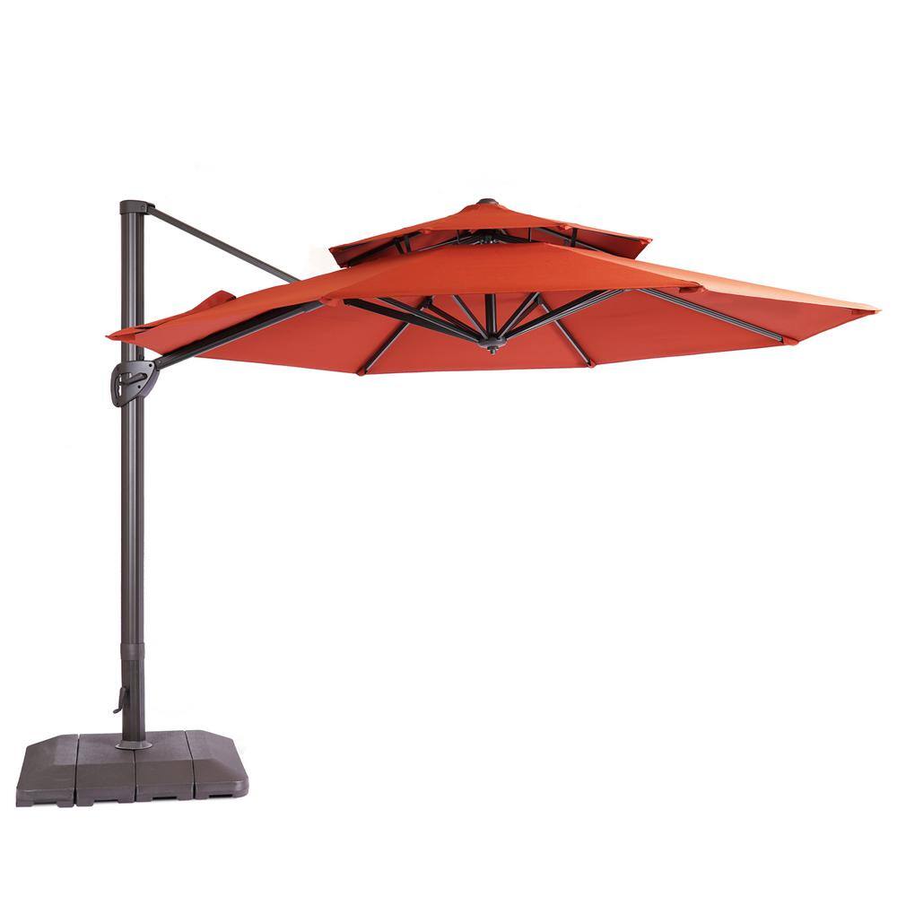 JOYESERY 11 ft. Double Top Patio Hanging Octagon Cantilever Umbrella ...