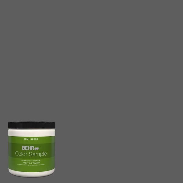 BEHR PREMIUM PLUS 8 oz. #N520-6 Asphalt Gray Semi-Gloss Interior ...