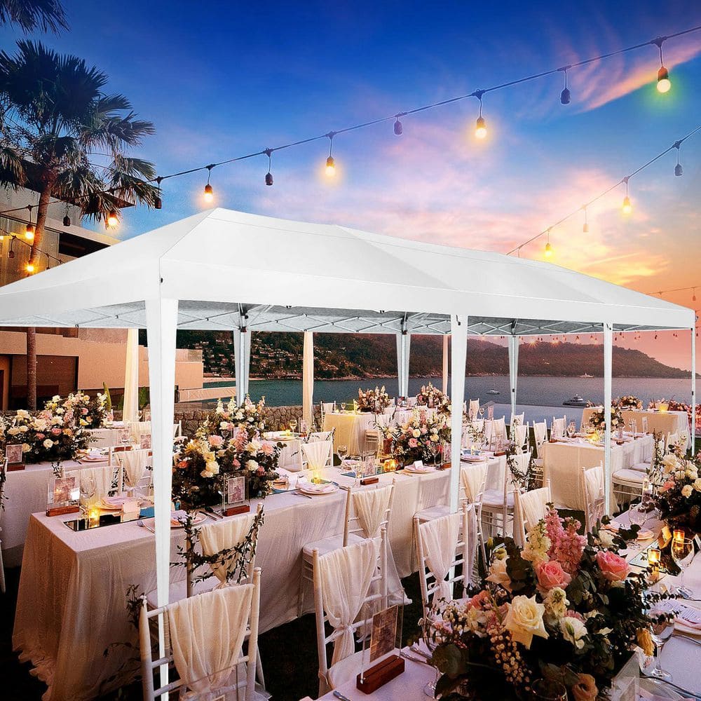 Oyezvary 10 ft. x 30 ft. White Party Tent with 8 Detachable Walls ...