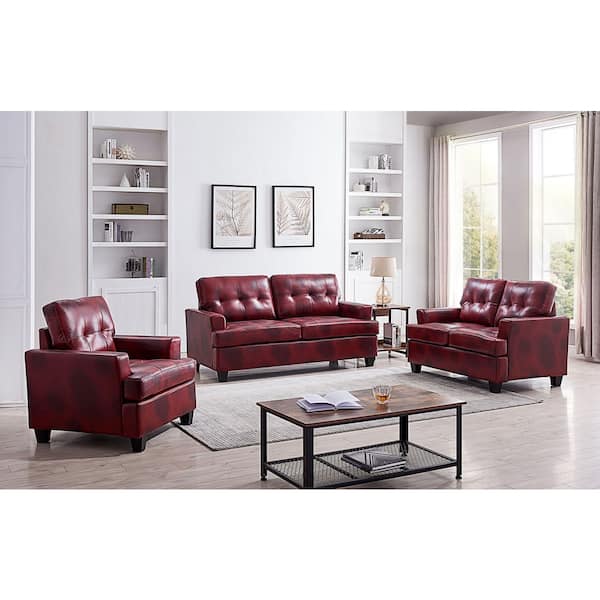 Red Leather Sofa Sets