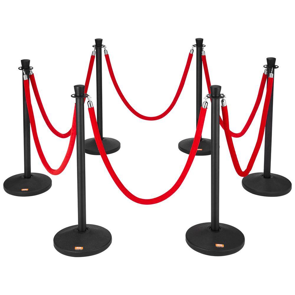 VEVOR Stanchion Posts with Velvet Ropes, 6-Pack Crowd Control Stanchion ...