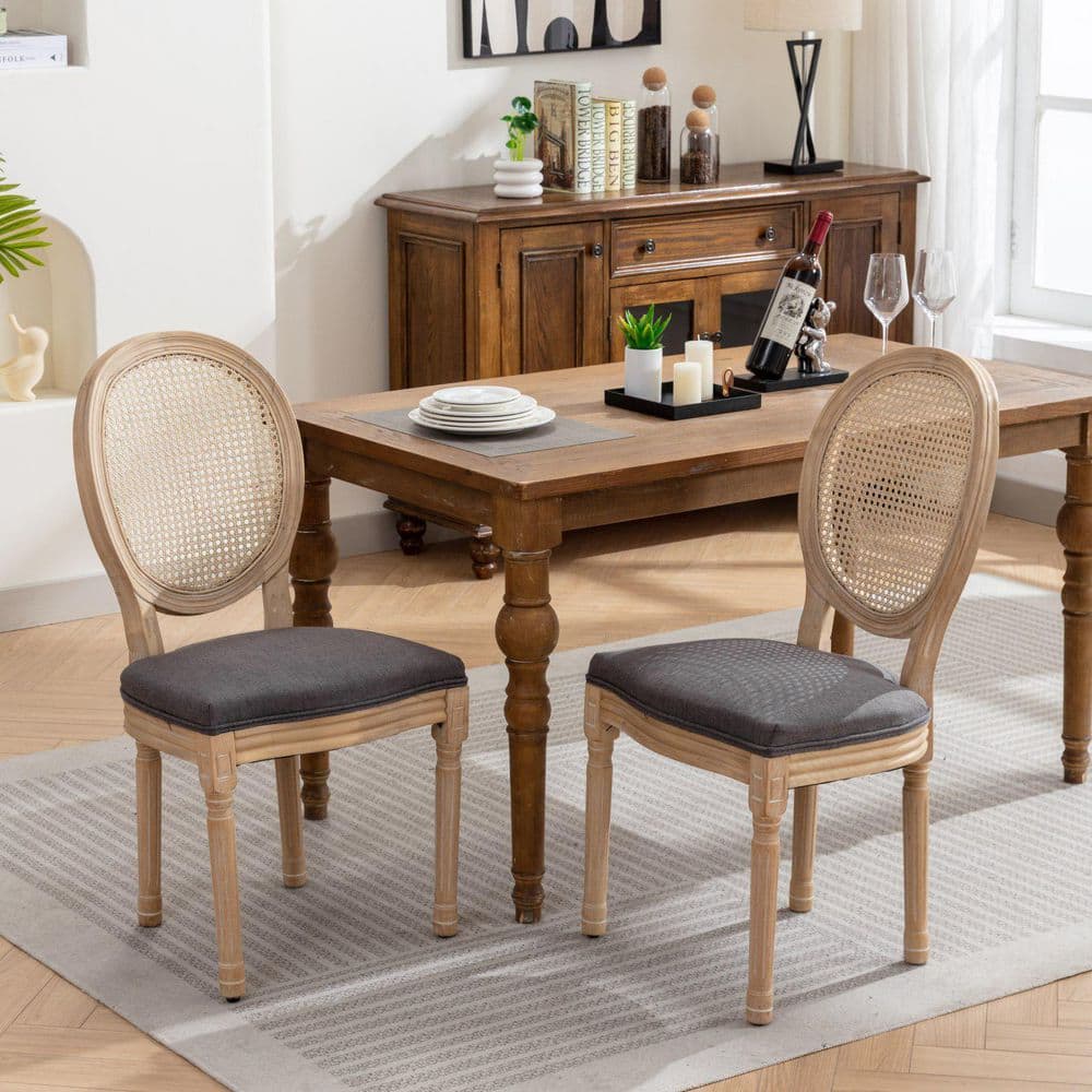 Noble House Prunella Grey French Style Solid Wood Upholstered Fabric ...