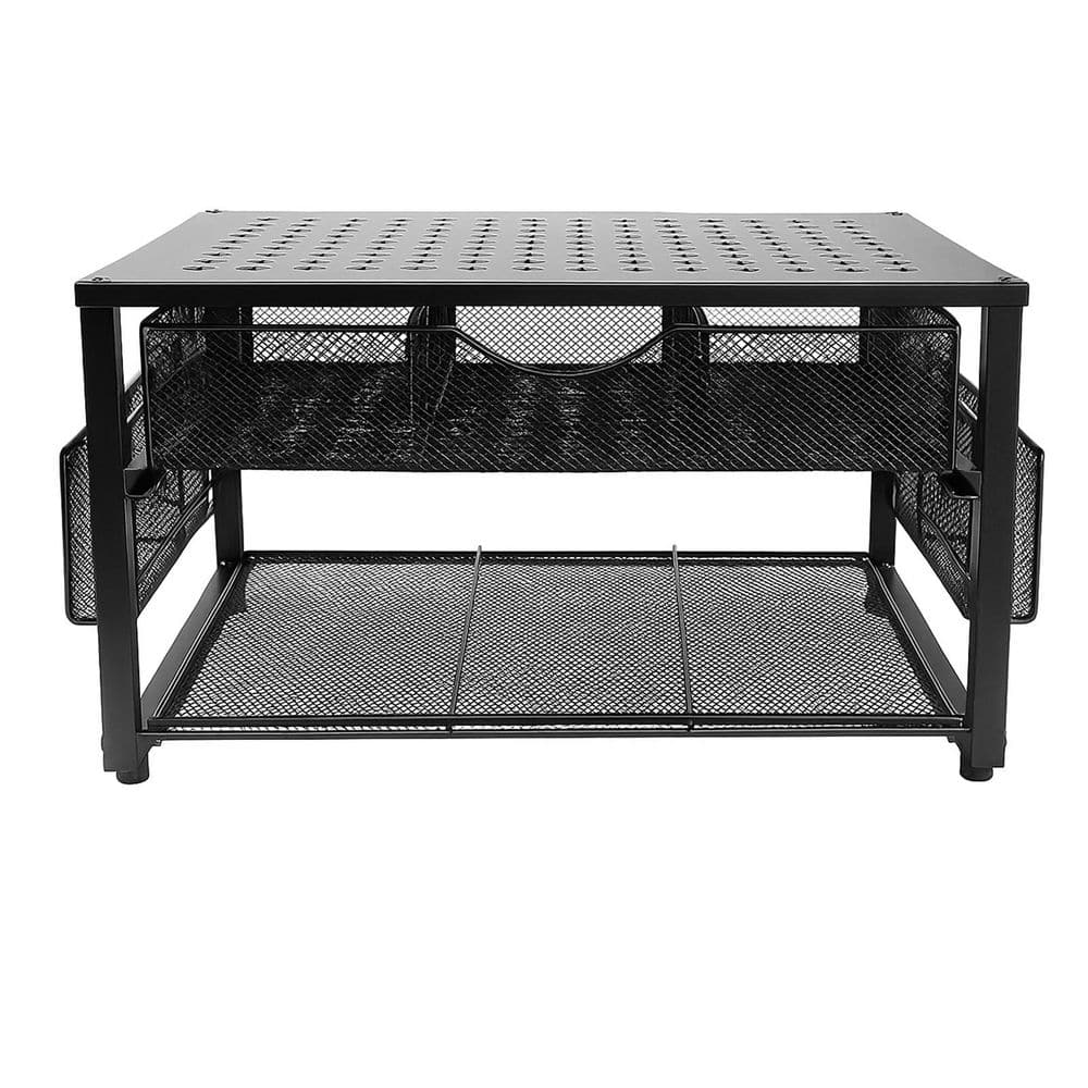 Metal Printer Stand for Desk with Storage Drawer 2 Pen Holders 2-Tier ...