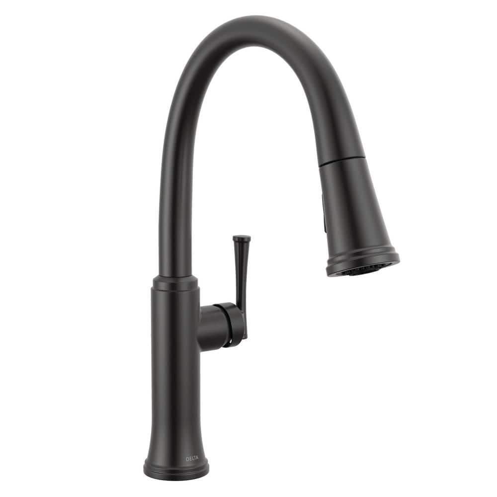 Delta Eldridge Single Handle Pull Down Sprayer Kitchen Faucet in Matte ...