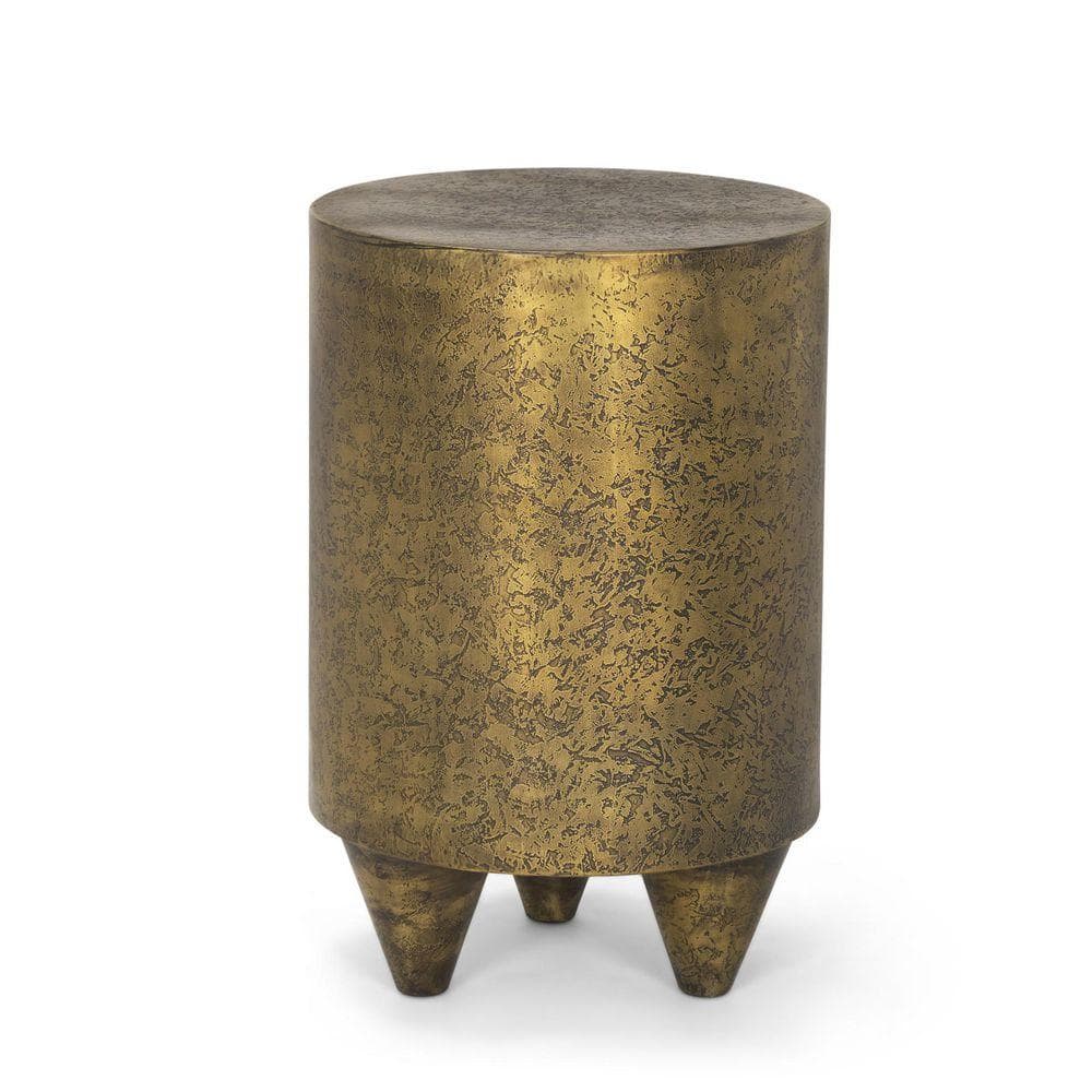 Mercana Rosh 12 in. Gold Round Cast Aluminum Console Table with ...