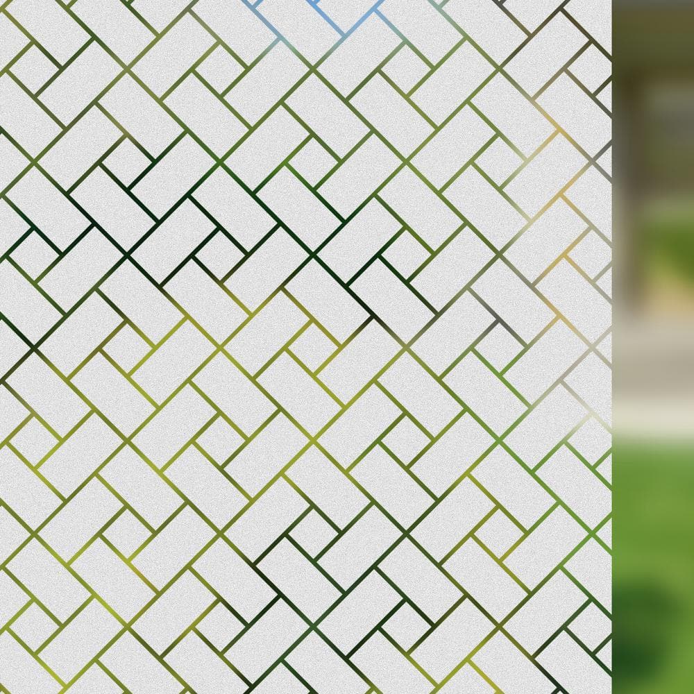 HIDBEA 35.4 in. W x 78 in. L Frosted Herringbone Square Decorative ...