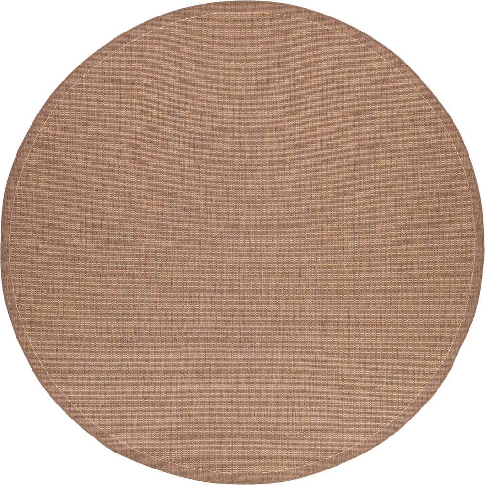 Couristan Recife Saddle Stitch Brown-Tan 8 ft. x 8 ft. Flatwoven Solid ...