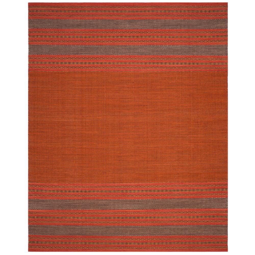 SAFAVIEH Montauk Orange/Red 9 ft. x 12 ft. Border Striped Area Rug ...
