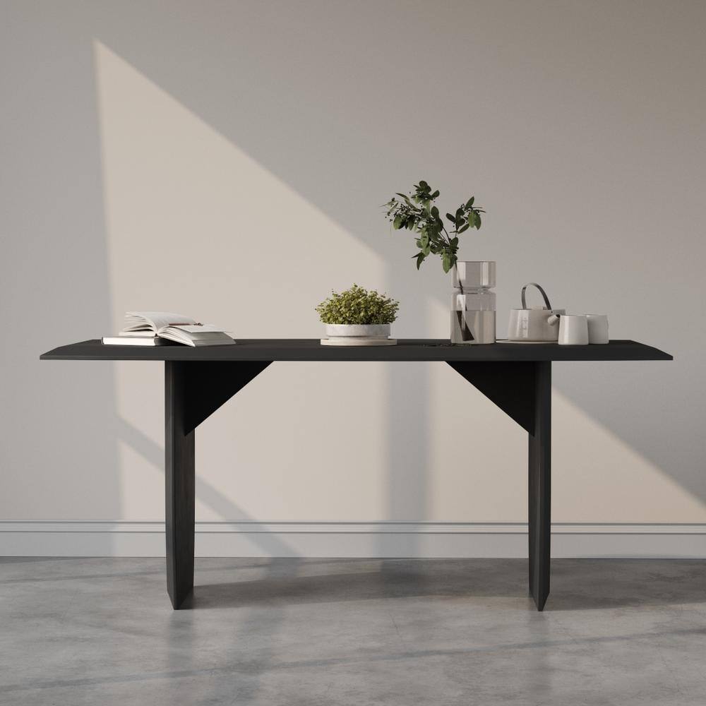 Urban Woodcraft Adel 71 in. in Black Finish, Wood Top, Sled Base ...