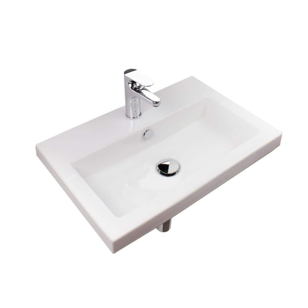 Nameeks Seie 40 Wall Mounted Ceramic Bathroom Sink in White Tecla ...