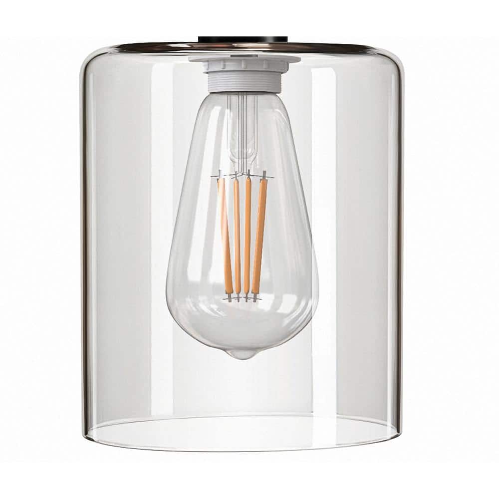 YANSUN 7 in. Clear Glass Cylindrical Shade 6 in. Lip for Replacement ...