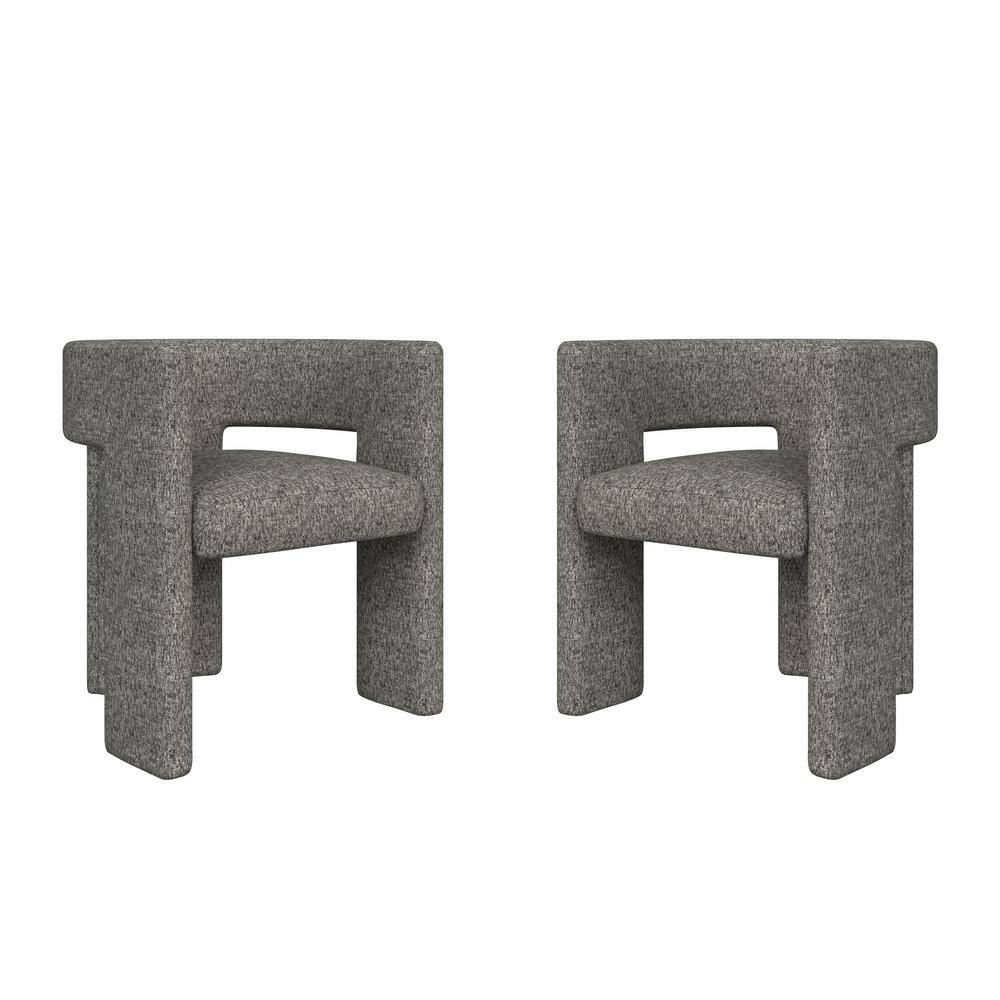 Handy Living Beth Gray Contemporary Textured Chenille Fabric Barrel ...