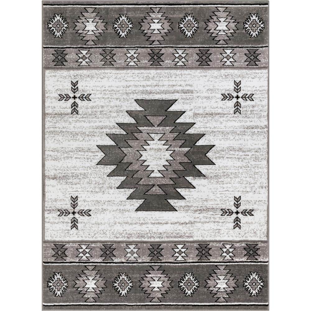 Well Woven Grey 7 ft. 10 in. x 9 ft. 10 in. Dulcet Rodrigo Southwestern ...