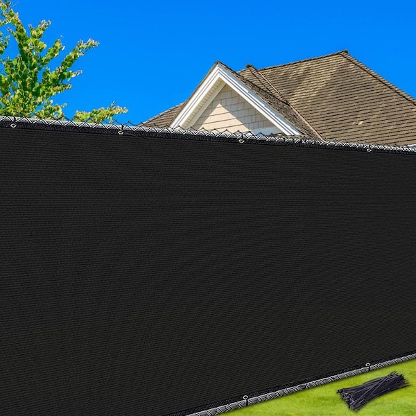Primehome 4 x 50 ft. Black Plastic HDPE Fence Windscreen, with Brass ...