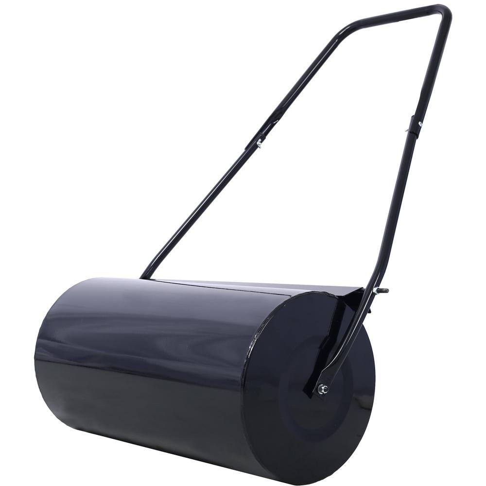 Huluwat 23.5 in. 13 Gal. Heavy-Duty Push/Tow Black Steel Lawn Roller ...