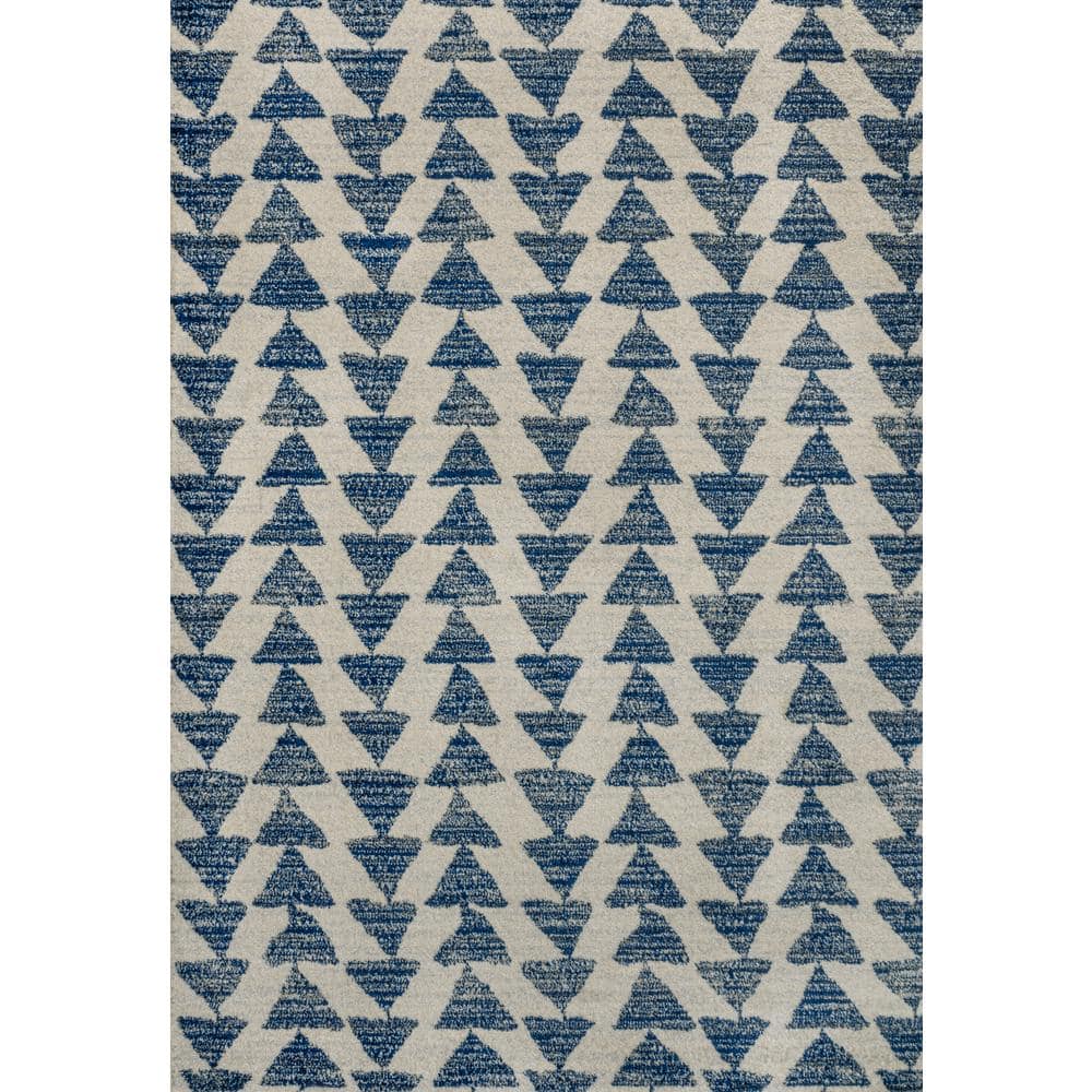 JONATHAN Y Aisha Moroccan Triangle Geometric Cream/Navy 8 ft. x 10 ft ...
