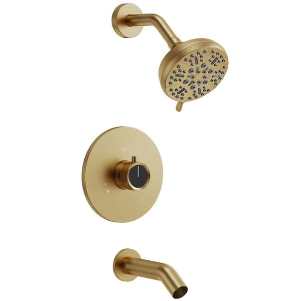 EVERSTEIN 1-Handle 5-Spray Round Rain Shower Faucet Combo Set 2.5 GPM ...