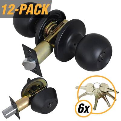 Premier Lock Black Entry Door Knob Combo Lock Set with Deadbolt and ...