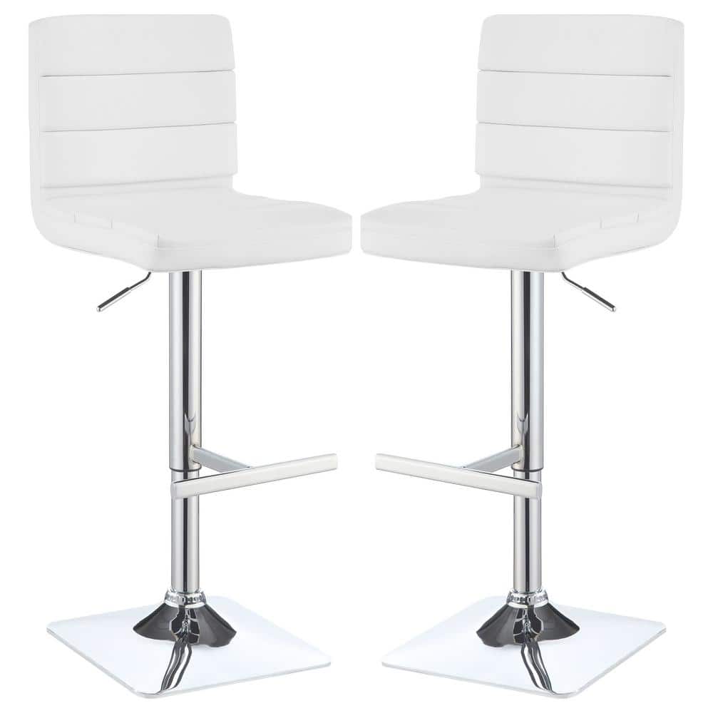 Coaster 36 in. White and Chrome Channel Tufted Back Metal Frame ...