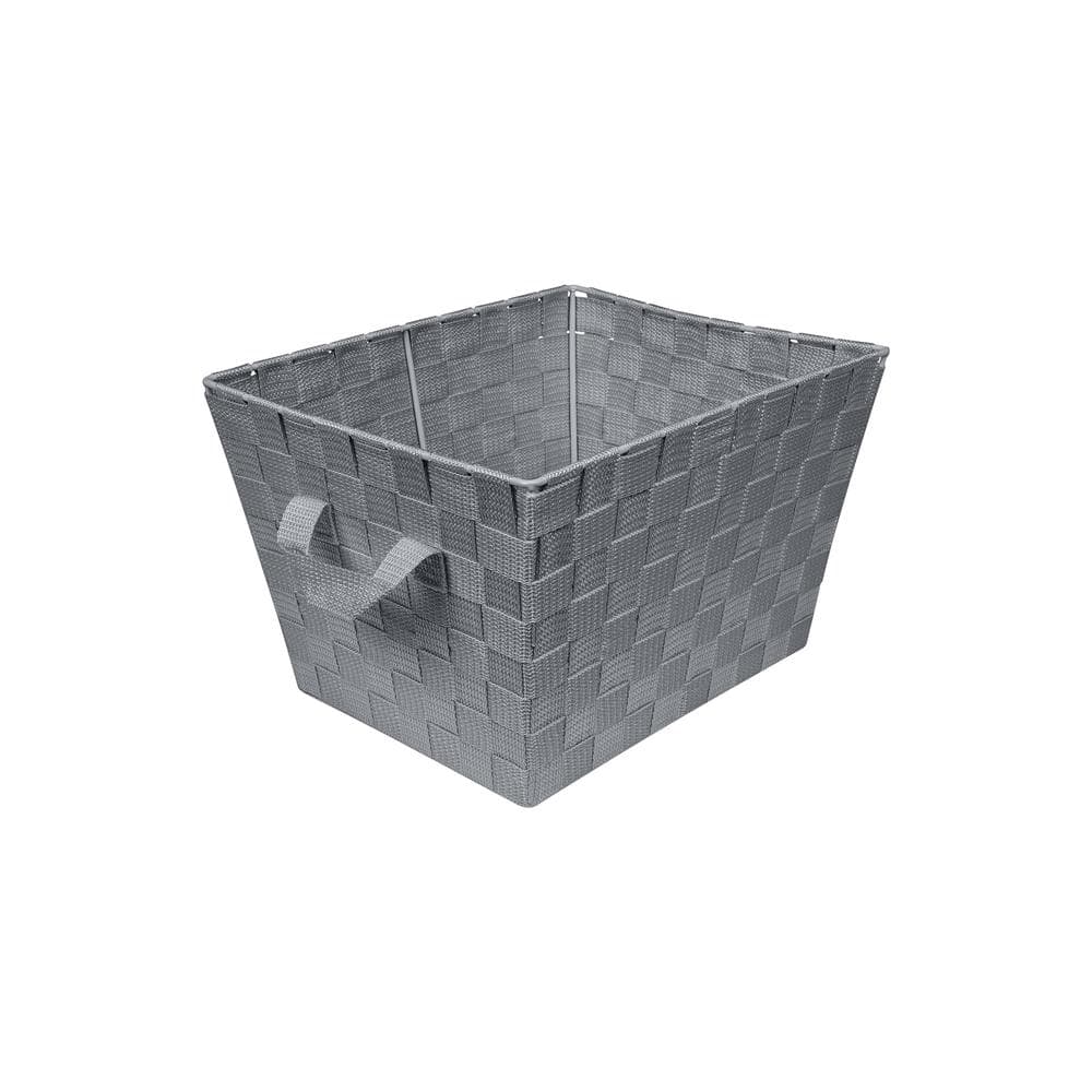 SIMPLIFY 12 in. H x 8 in. W x 10 in. D Gray Fabric Cube Storage Bin ...