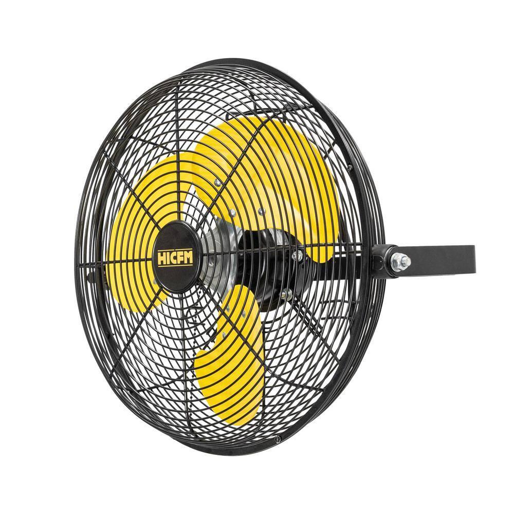 WOCK 12 in. 3 Speeds Wall Mounted Fan in Yellow with 1/10 HP Premium ...