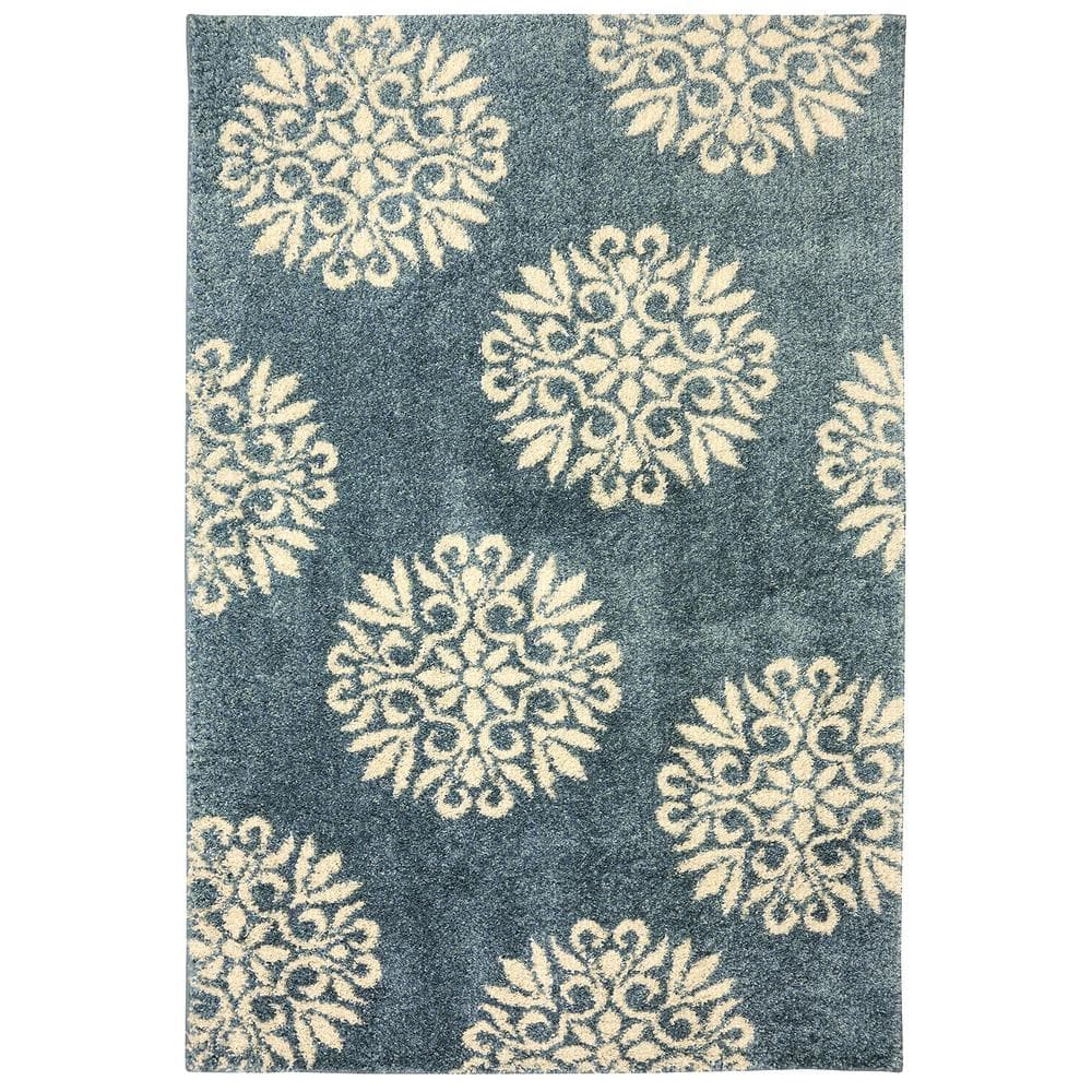 Mohawk Home Exploded Medallions Blue 3 ft. x 5 ft. 6 in. Shag Area Rug ...
