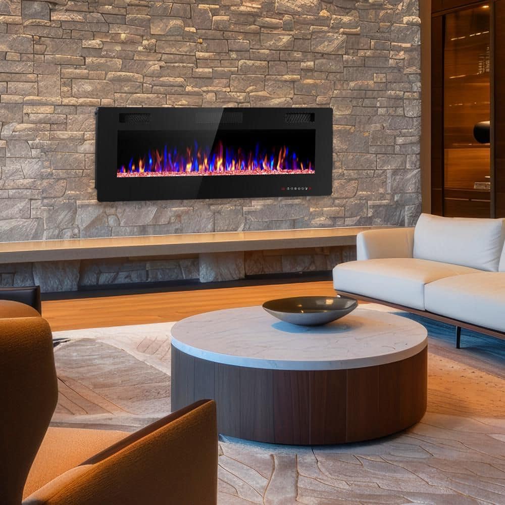 R.W.FLAME 50 in. Wall Mount Low Noise Electric Fireplace with Remote ...