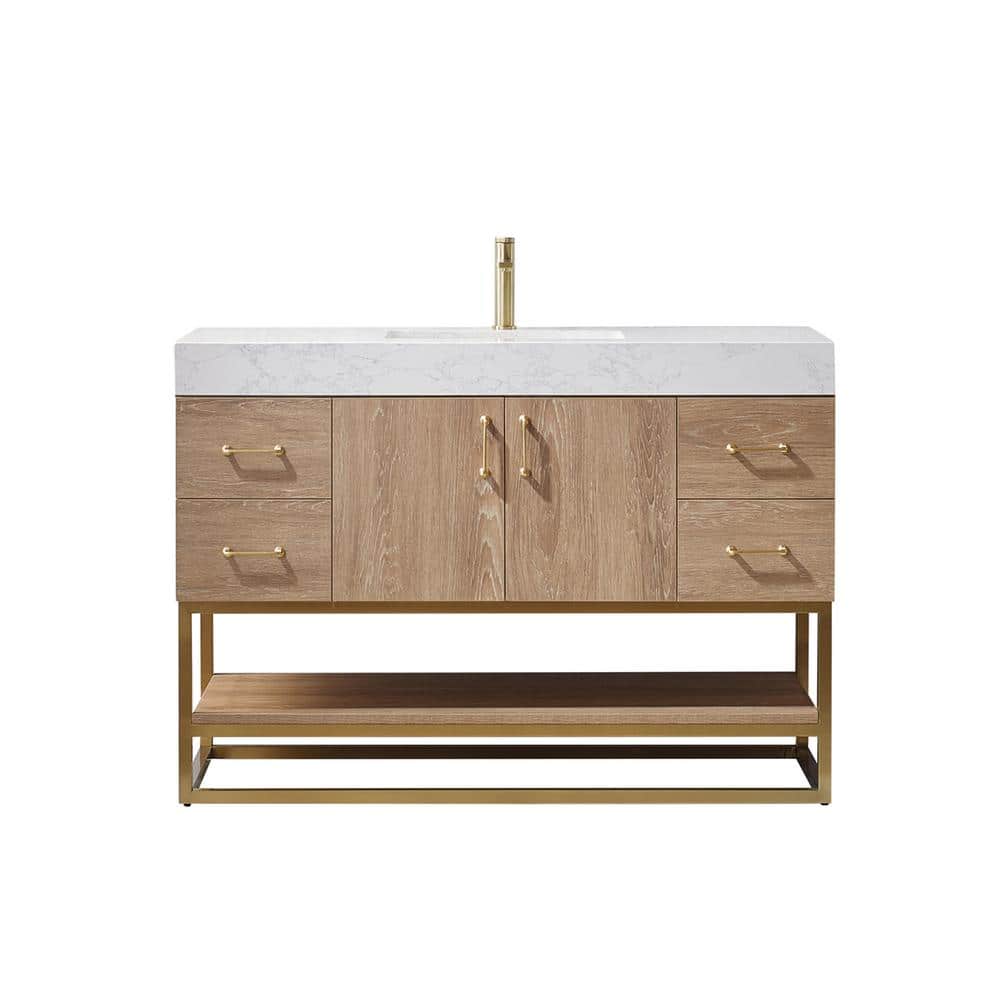 ROSWELL Alistair 48 in. Bath Vanity in North American Oak with Grain ...