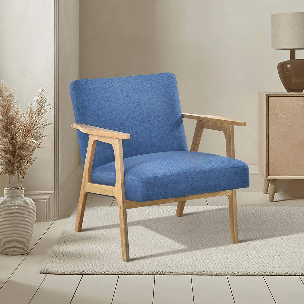 Lazzara Lewiston Blue Textured Fabric Upholstery Accent Arm Chair ...