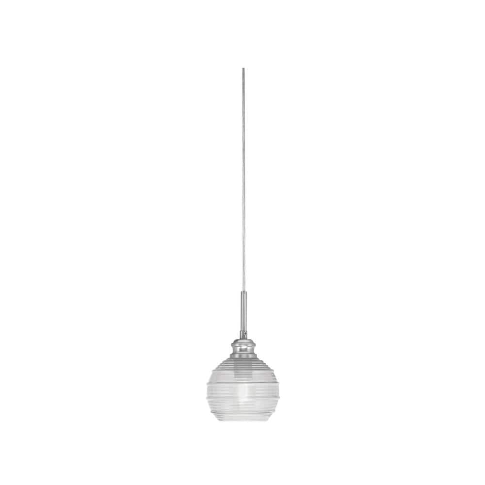 Albany 60-Watt 1-Light Brushed Nickel Pendant Mini Pendant Light Clear ...