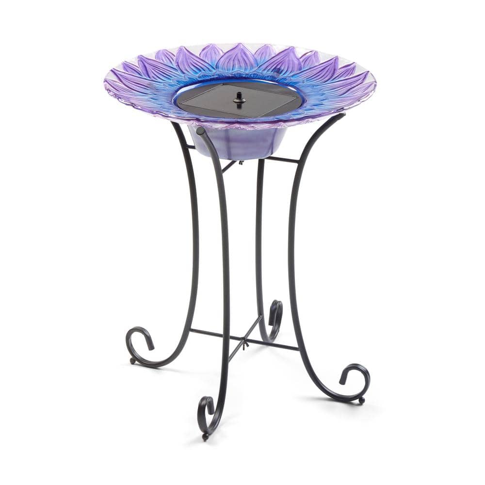 Smart Solar Bell Flower Glass Solar Birdbath 20223R01 - The Home Depot