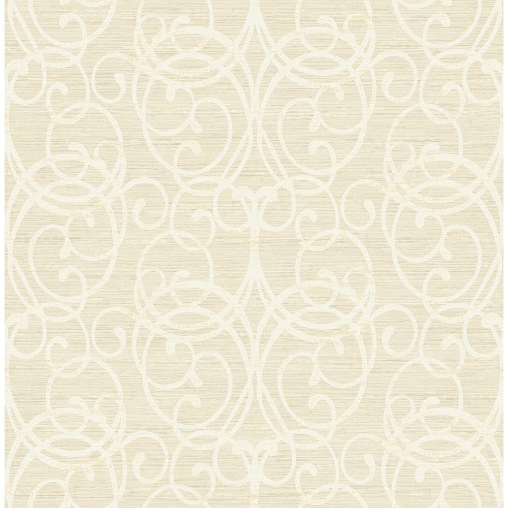Seabrook Designs Silverton Scroll Beige & Off-White Paper Strippable ...