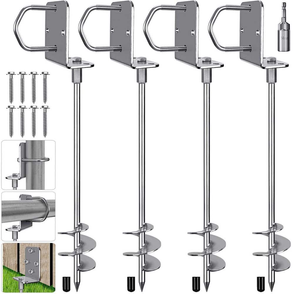 NVNOO 18 in. Multi-Purpose Trampoline Stakes Anchors for Shed Swing ...