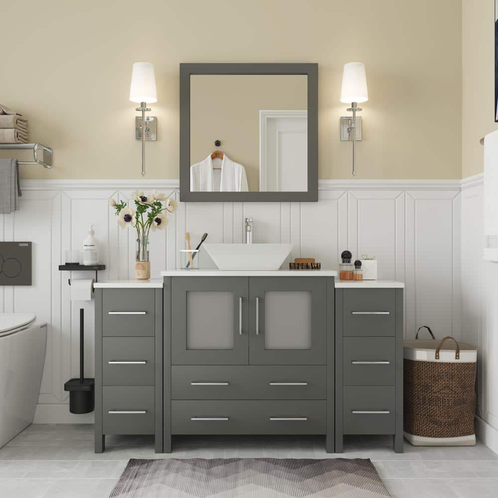 Vanity Art Ravenna 54 in. W Bathroom Vanity in Grey with Single Basin ...