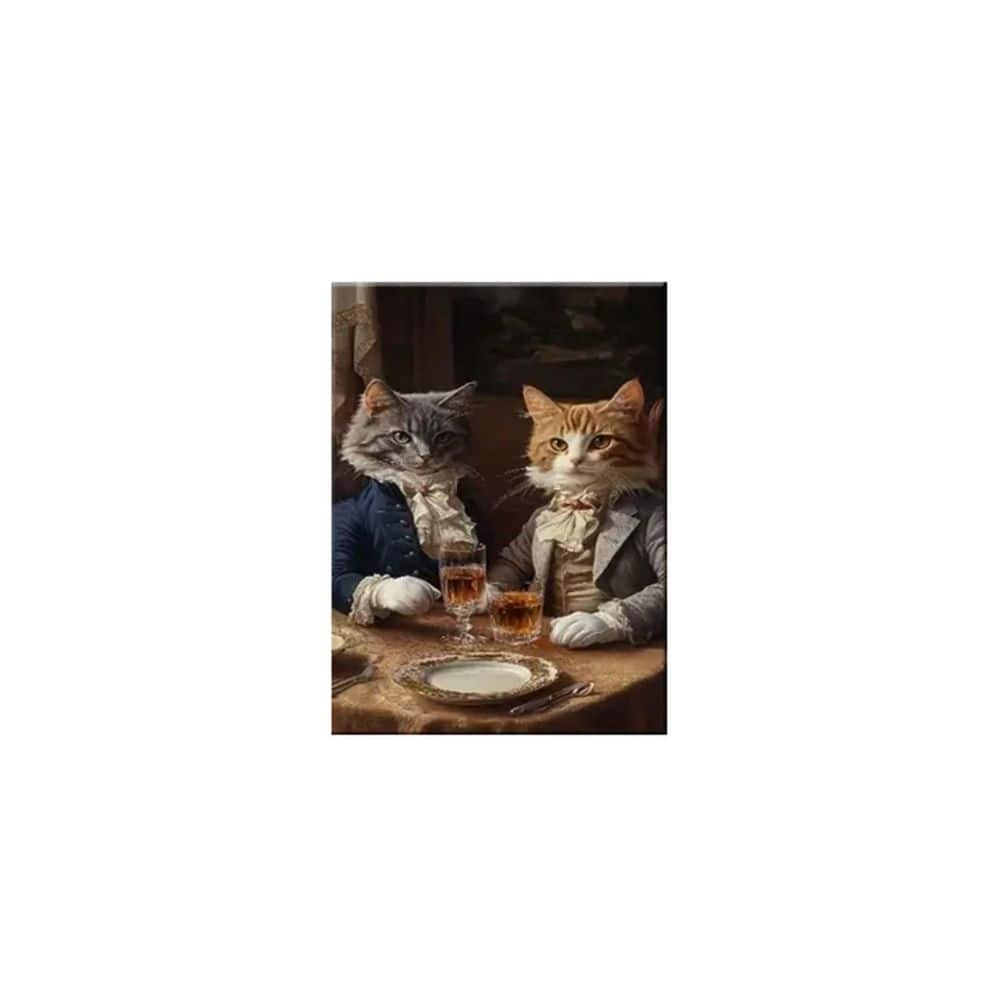 Elegant Regency Era Cat Portrait with Wooden Frame Charming Black and ...