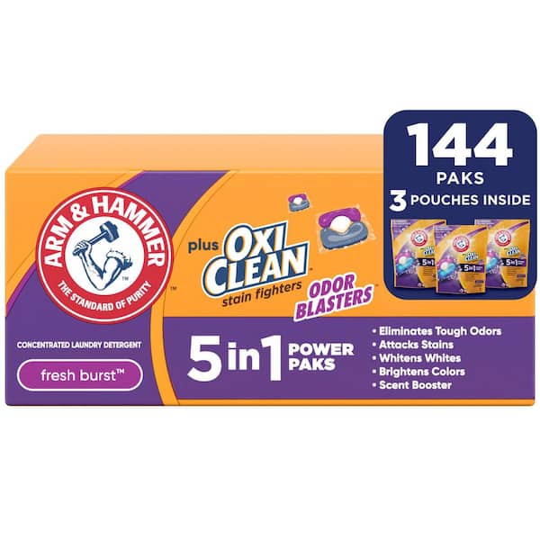ARM & HAMMER Plus OxiClean with Odor Blasters Laundry Detergent Power Paks, Fresh Burst Scent ...