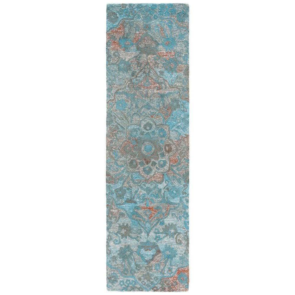 SAFAVIEH Anatolia 2 ft. x 8 ft. Turquoise/Brown Floral Medallion Runner ...