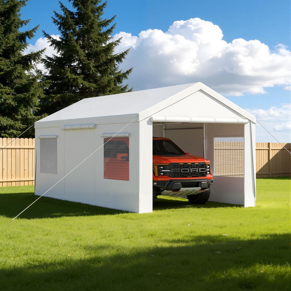 Yardsight 10 ft. x 20 ft. Heavy-Duty Portable Carport with Side-Opening ...