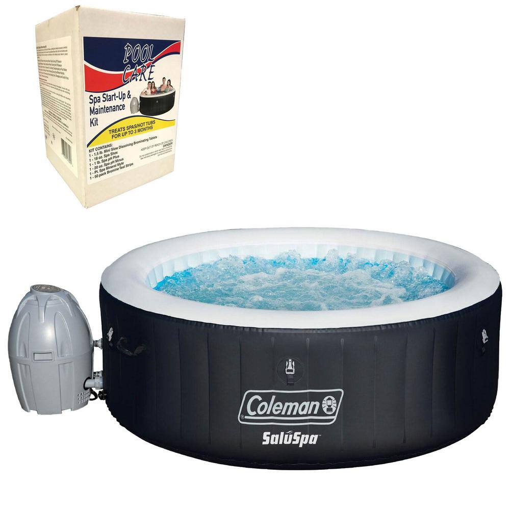 Coleman 6 ft. x 6 ft. Round SaluSpa 4 Person Inflatable Pool Spa and 3 ...