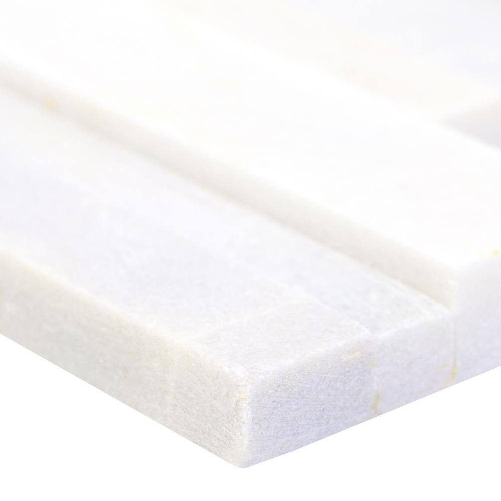 MSI Arctic White 3D Ledger Corner 6 in. x 6 in. Honed Marble Wall Tile ...