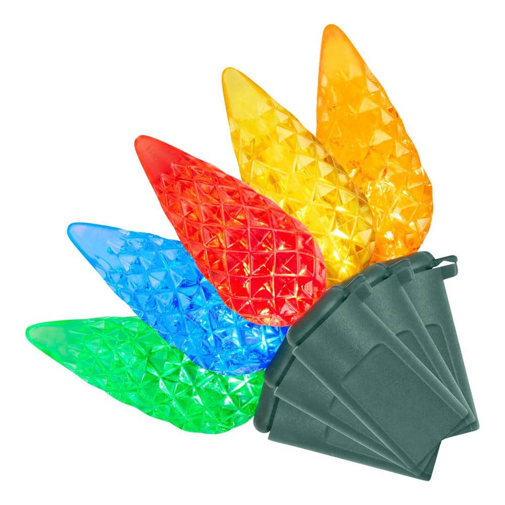 Home Accents Holiday 150 Count Multi-Colored Faceted Steady Lit C6 LED ...