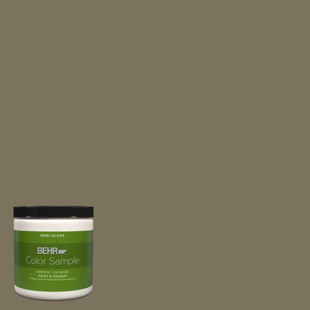 BEHR PREMIUM PLUS 8 oz. #380F-7 Crocodile Semi-Gloss Interior/Exterior ...