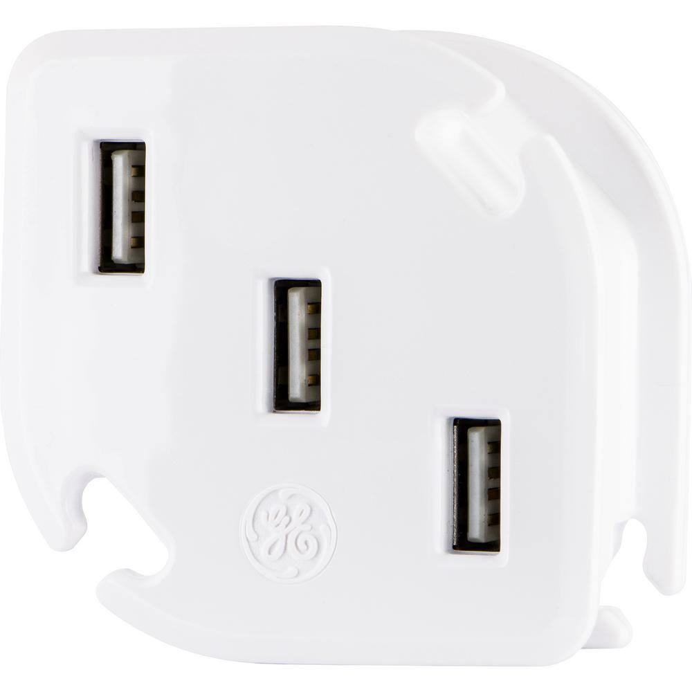 GE 3-USB UltraCharge 3.4 17-Watt USB Charger with Cable Management ...