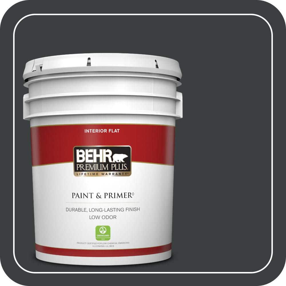 BEHR PREMIUM PLUS 5 gal. #ECC-25-3 Obsidian Stone Flat Low Odor ...