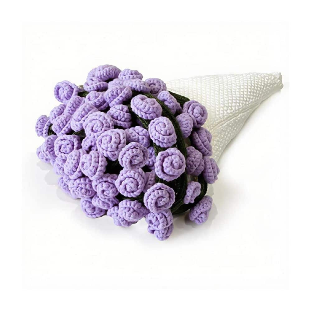 Purple Wool Crochet Flower Bouque Throw Blanket HDF6LLGDM3 - The Home Depot