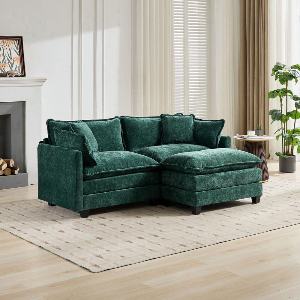 Noble House Coryn 76.7 in. Chenille 2-Seater Removable Cushion Loveseat ...