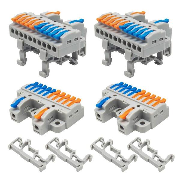 phyfalip 4PCS DIN Rail Terminal Blocks with 8PCS Removable Rail Clips ...