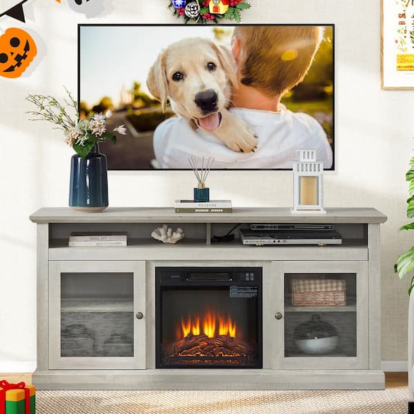 ToolCat 47 in. Freestanding TV Stand with 18 in. Electric Fireplace ...